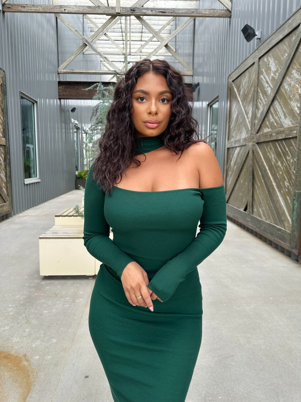 Angelica Emerald Green Midi Dress - DOLCE & DIVA
