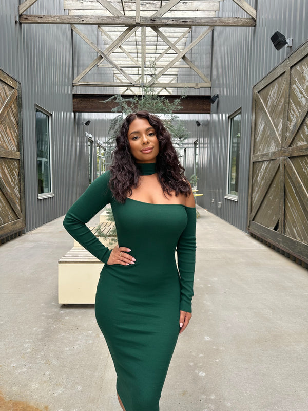 Angelica Emerald Green Midi Dress - DOLCE & DIVA